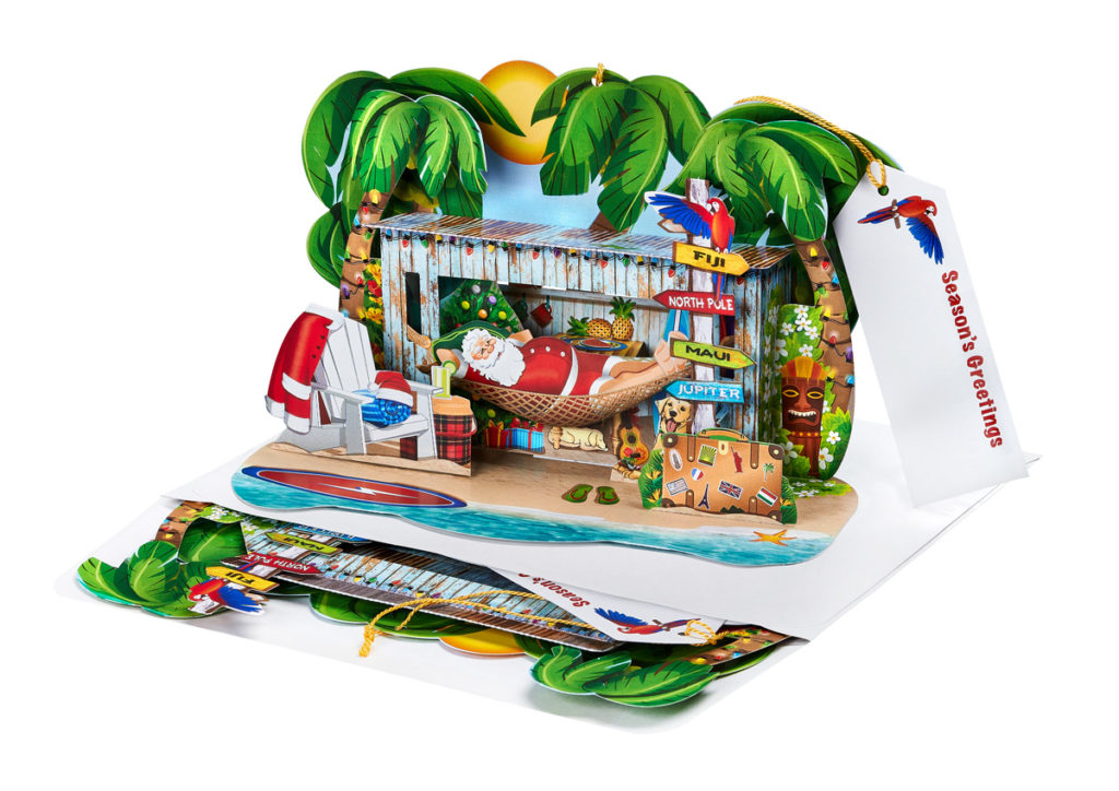 'Santa's Surf Shack' Pop-Up Christmas Card Ornament & Card | Red ...
